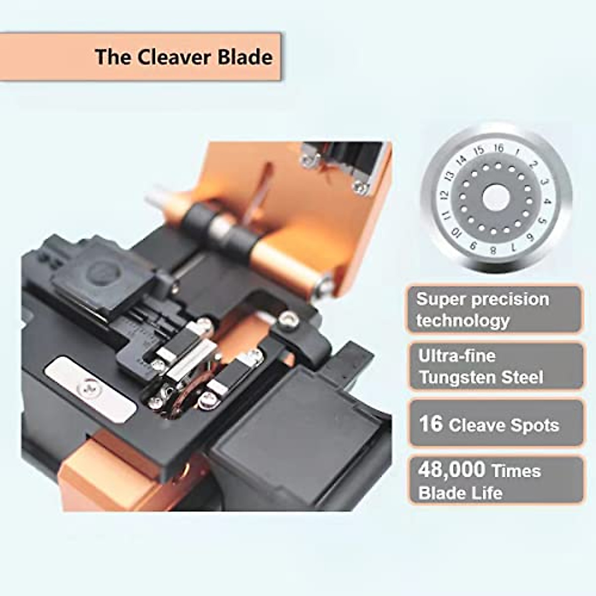 D YEDEMC High Precision Fiber Cleaver with 16 Surface Blade and 3 in 1 Fiber Holder Automatic Return Knife FTTH Too(YD-30-GL)