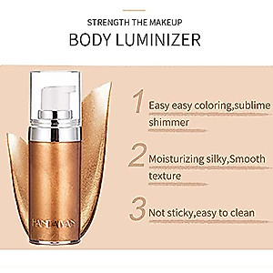Go Ho Face Body Illuminator,Liquid Highlighter Makeup Moisturizing Face Luminizer,Waterproof Smooth Liquid Spray Shine Shimmer Glow Foundation - Bronzer Body & Face(#3 Bronzer Golden)