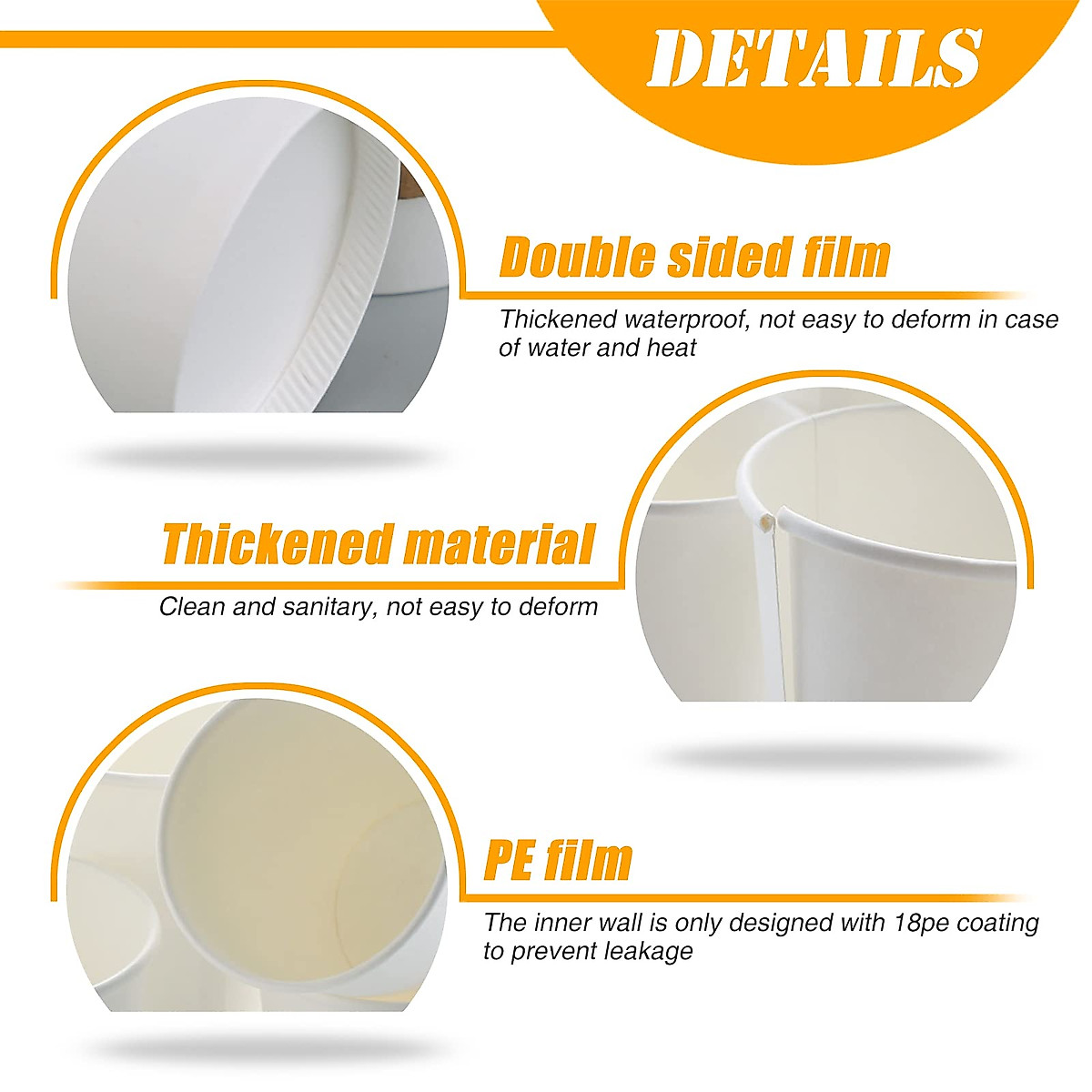 Disposable Coffee Cups with Lids, 12 oz 20 pcs White Paper Coffee Cups with Lids Drinking Cup for Water, Coffee or Tea