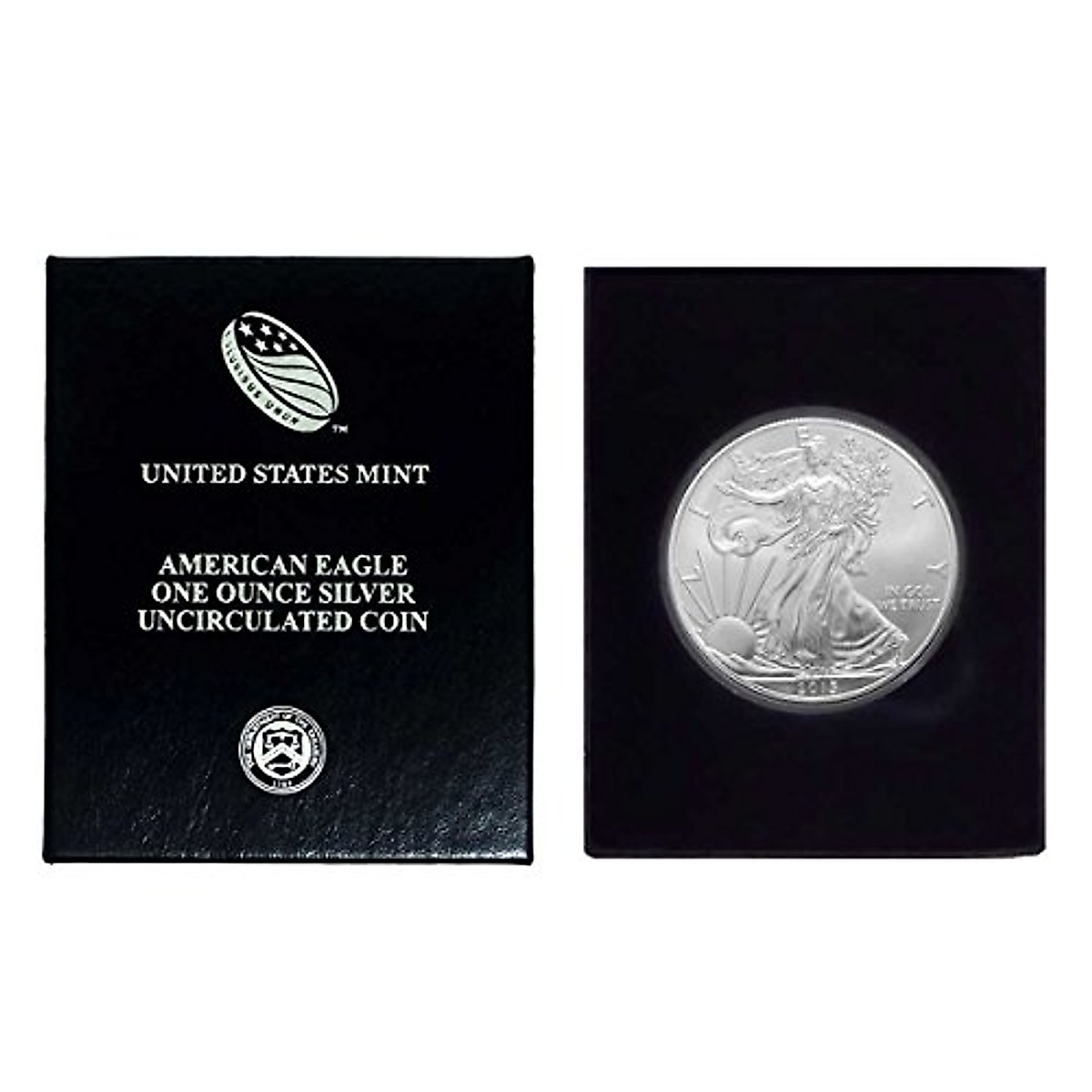 2013 - U.S. Silver Eagle in Plastic Air Tite in Magnet Close Black Gift Box - Gem Brilliant Uncirculated Dollar US Mint Uncirculated