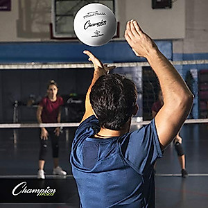 Champion Sports Rubber Volleyball, Official Size, for Indoor and Outdoor Use - Durable, Regulation Volleyballs for Beginners, Competitive, Recreational Play - Premium Equipment - White, VR4