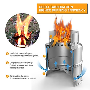 TOM SHOO Camping Stove Camp Wood Stove Portable Foldable Stainless Steel Burning Backpacking Stove for Outdoor Hiking Picnic BBQ