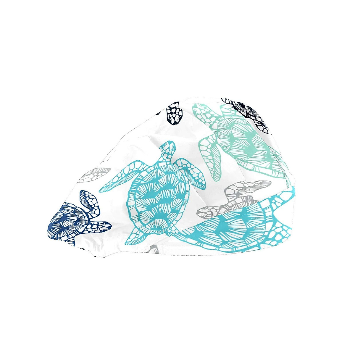 Womens Working Cap with Cotton Sweatband Adjustable Elastic Bouffant Hat Tie Back Work Hats for Women Men One Size Working Cap Head Hair Covers Boho Sea Turtle Tortoise (3)