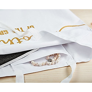 ELEGANTPARK Bridal Shower Gifts for Bride Bag Bride Gifts Wedding Gift for Bride Tote Bag Jumbo Shoulder Bag with Pocket Gold Glitter White 100% Cotton