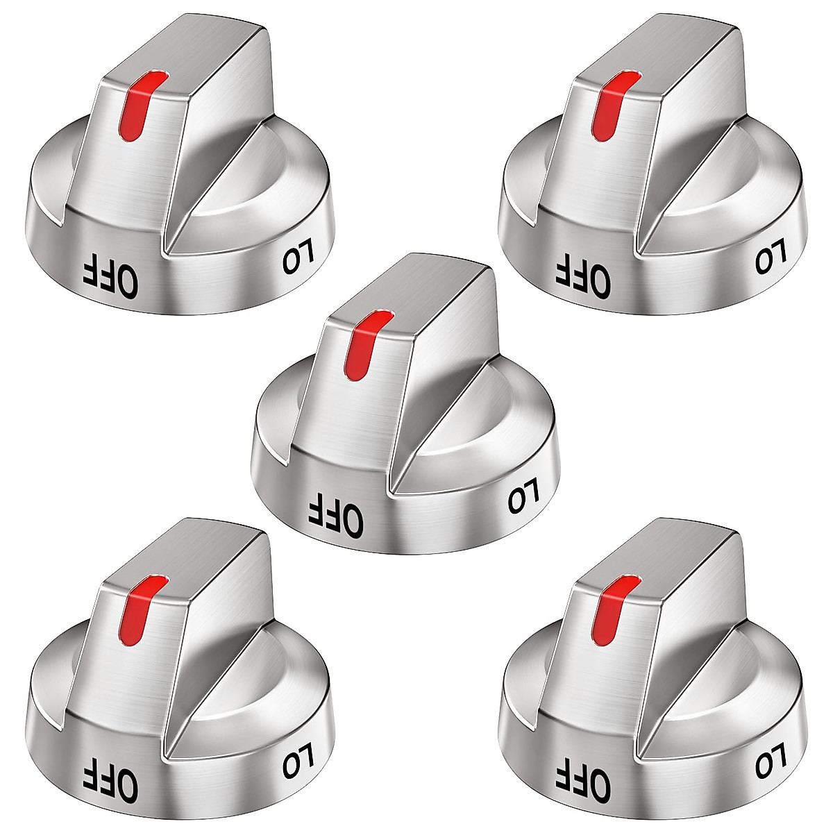 [Upgraded] DG64-00473A Stove Knobs Compatible with Samsung Gas Range, Reinforced Stainless Steel Protection Power Ring, Ultra Durable Control Knobs Replacement for Samsung Stove Burner Oven (5 Pack)