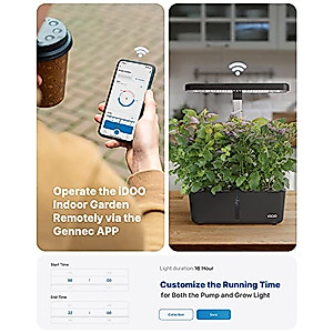 iDOO WiFi Hydroponics Growing System with APP Controlled, Indoor Herb Garden with Pump, Auto-Timer Smart Garden, LED Grow Light for Home Kitchen Gardening, 8 Pods Germination Kit, Height Up to 13.6"