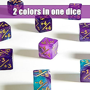 Sumind 48 Pieces MTG Dice Counters Token Dice Compatible with Magic The Gathering Dice Glitter D6 Dice Cube Loyalty Counter Dice Compatible with MTG, CCG, Card Gaming Accessory (Delicate Style)