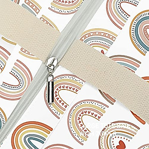 Tote Bag Makeup Bag Boho Rainbow Decor Rainbow Party Decorations Rainbow Party Favors Supplies Rainbow Gifts for Women Girls Bohemian Decor Waterproof Tote Bag with Zipper Cosmetic Bag Set of 2