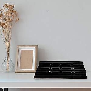 SSWBasics Large Continuous Slot Black Velvet Ring Insert - 14-1/4"L x 7-1/2"W - Holds up to 100 Rings