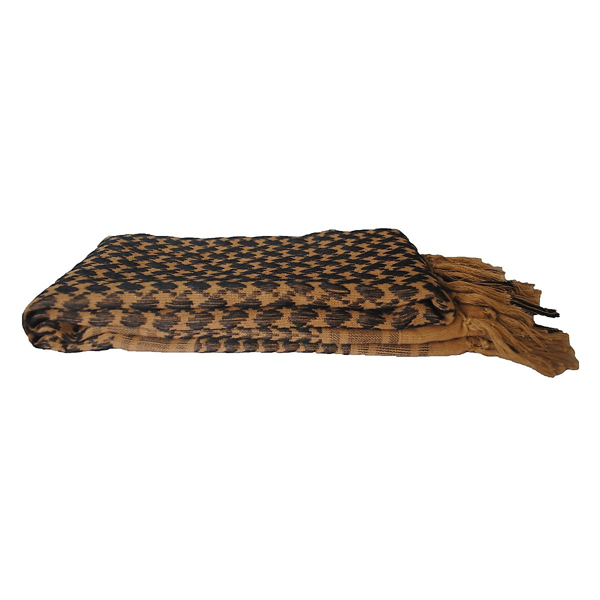 Explore Land Cotton Shemagh Keffiyeh Tactical Desert Scarf Neck Head Wrap with Tassel for Men Women (Coyote Brown, one size)