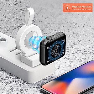 2 Pack Wireless Chargers Compatible for Apple Watch Portable USB Magnetic iWatch Charger,Travel Cordless Charger Fast Charging for Apple Watch Series 6/5/4/3/2/1/SE 44mm 42mm 40mm 38mm(White)