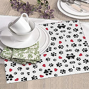 Love Cat Paw Heart Puppy Foot Print Printed Drying Mat For Kitchen Ultra Absorbent Microfiber Dishes Drainer Mats Non-Slip Silicone Quick Dry Pad - 18 X 16inch