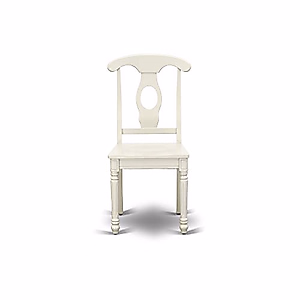 East West Furniture HLKE3-LWH-W 3 Piece Kitchen Table & Chairs Set Contains a Round Dining Room Table with Pedestal and 2 Dining Chairs, 42x42 Inch, Linen White