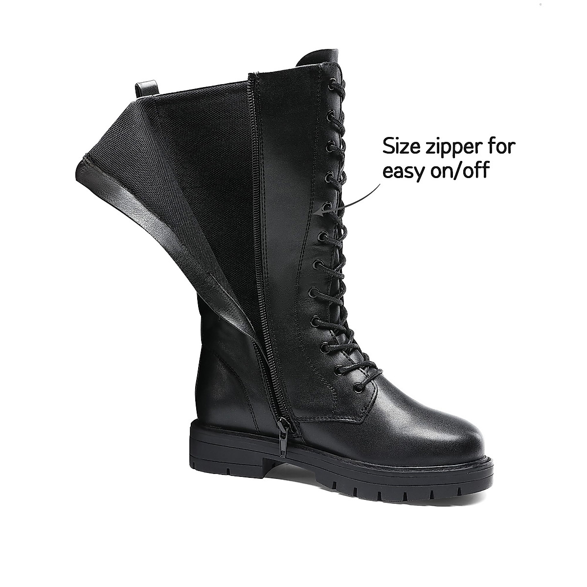 DREAM PAIRS Girls Riding Boots Knee High Side Zipper Mid Calf Shoes SDBO2216K Black-1 Size 2 Little Kid