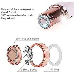 4Pcs Facial Hair Remover Replacement Heads, Number-one Hair Removal Blade for Women's Painless Epilator, Used for Hair Remover and Soft Touch, Gold Rose(Cleaning Brush Included)