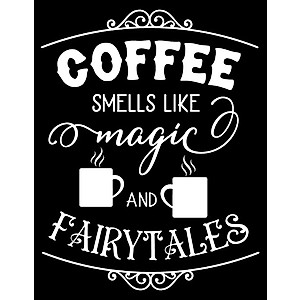 MANGOUSONG Screen Printing Kit,22x28cm Coffee Smells Like Magic and Failytales Mesh Screen Stencils Self-Adhesive Silk for Canvas Bag Printing Washable