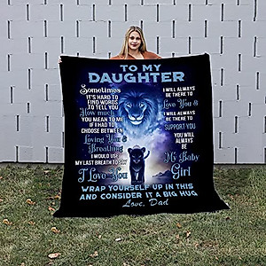 Lion To My Daughter Blanket From Dad, Sometimes It's Hard To Find Word To Tell You How Much You Mean To Me, Big Hug Love Dad, Personalized Handmade Quilt Throw Blanket Premium Sherpa Fleece Blanket