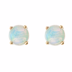 Gin & Grace 10K Yellow Gold Natural Ethiopian Opal earrings for women | Ethically, authentically & organically sourced (round-cut) shaped opal hand-crafted jewelry for her | Opal Earrings for women