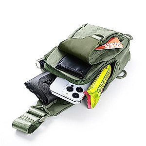 ASLABCREW Sling Bag with Adjustable Strap, Crossbody Daypack Chest Bag Small Backpack for Hiking Traveling, Sage Grey