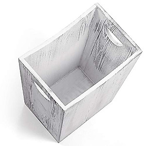 LIANTRAL Wood Trash Can, Office Trash Can, Rustic Farmhouse Style Wastebasket Bin for Bathroom, Office, Bedroom, Living Room, Bathroom Trash Can, Trash Can Bedroom, Rustic Gray