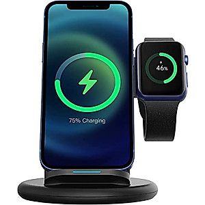 3 in 1 Wreless Charging Station for Apple Phone and Watch, iQouda Wireless Phone Charger Stand for Apple iPhone/AirPods Pro/iWatch and Qi Certified Phone