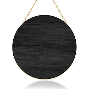 12 Inch Black Blank Unfinished Wooden Circle Sign Round Hanging Decorative Wood Plaque Wooden Sign with Ropes for DIY Crafts, Door Hanger, Sign, Wood Buring, Painting, Christmas Decor