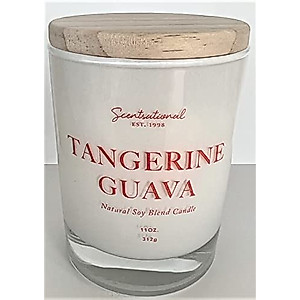 Natural Coconut + Beeswax Scented Candle Tangerine Guava White Jar with Orange Text, 11 Oz.
