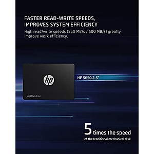 HP S650 480GB 2.5 Inch SATA III PC SSD Internal Solid State Hard Drive - 6 Gb/s, 3D NAND, Up to 560 MB/s for Laptop and Desktop Updating - 345M9AA#ABA