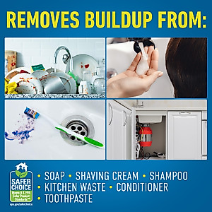 CLR Clear Pipes & Drains Clog Remover and Cleaner, For Shower, Sink, Toilet, Garbage Disposal, 42 Ounce Bottle