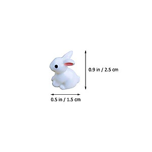 Hemoton Bunny Rabbit Miniature 20pcs Micro Landscape Ornament White Resin Mushroom Figure Mushroom Accessories