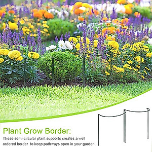 IPSXP Plant Support Stake, 8-Pack Half Round Metal Garden Plant Supports, Green Garden Plant Support Ring, Garden Border Supports, Plant Support Ring Cage for Tomato, Roses, Hydrangea, Flowers Vine