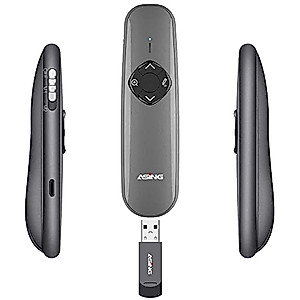 ASiNG Advanced Digital Laser Presentation Remote - Red Laser Presentation Pointers with Function of Spotlighting, Highlighting, Magnifying, Air Mouse and PPT Clicker, 8GB Storage Memory