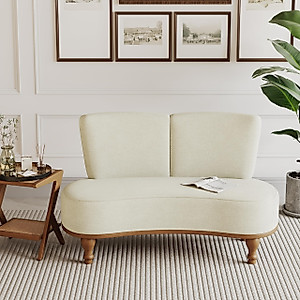 ALISH 49" Small Loveseat Sofa Settee Curved Sofa Couch Upholstered Dining Banquette Bench with Backrest and Wooden Legs for Dining Room Living Room Bedroom Funiture, Ivy