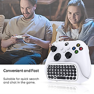 Keyboard for Xbox Series X/S, One/One X/S, Elite one/2 Controller, Wireless Chatpad Gaming Keypad with USB Receiver and Speaker, 3.5mm Audio Jack Accessories for Xbox (Controller Not Included), White