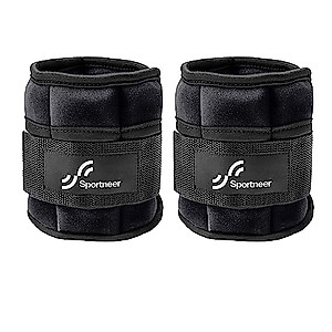 Sportneer Adjustable Ankle Weights 1 Pair 2 4 6 8 10 Lbs Leg Weight Straps for Women Men, Weighted Ankle Weights Set for Gym,Fitness, Workout,Walking, Jogging,1-5 lbs for Each Ankle, 1 Pair 2-10 lbs (Black)