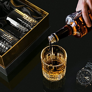 Whiskey Glasses Set of 4, Old Fashioned Glass 10 Ounce Crystal Glasses Gift Box for Men Women, Rock Tumblers for Bourbon, Scotch, Cognac, Brandy, Rum, Liquor, Cocktails