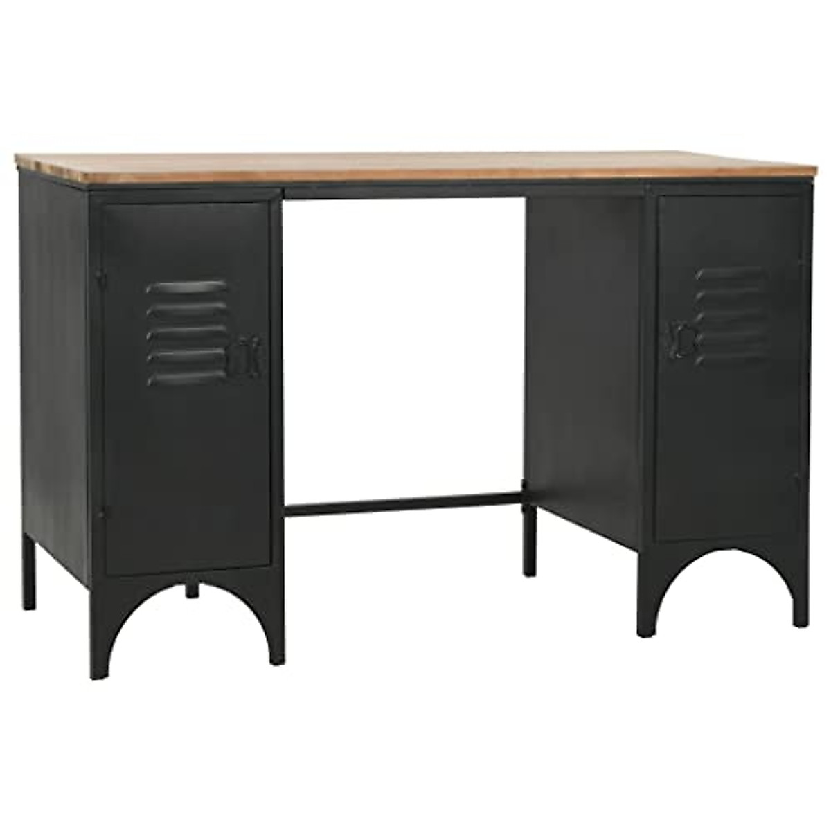 YUHI-HQYD Double Pedestal Desk,Secretary Desk,Studio Desk,Home Office Desks,with 2 Large Cabinets,Easy to Assemble,for Office or Home Study,Solid Firwood and Steel 47.2"x19.6"x29.9"