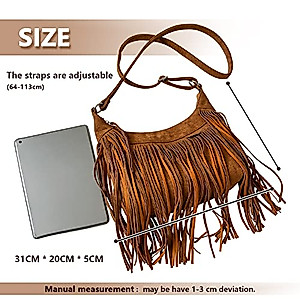 Lanpet Women’s Tassel Faux Suede Leather Hobo Cross Body Chain Shoulder Bag Satchel