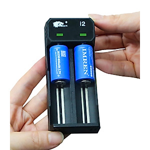 IMREN IMR 18350 3.7V Button Top Rechargeable Batteries with 18350 Battery Charger,18350 15A Discharge Rechargeable Li-ion Battery 800mAh for Flashlight - 4PCS