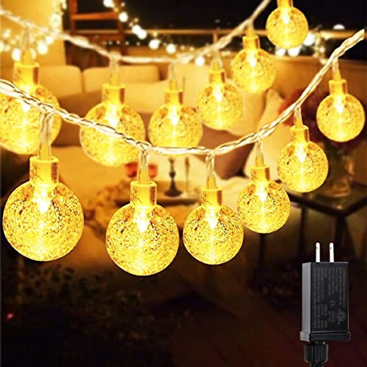 YIQU 49FT 100 LED Fairy String Lights Plug in, Extendable Globe Christmas String Lights Indoor Outdoor with 8 Modes, Fairy Lights for Bedroom Wedding Party Decoration Christmas Garden (Warm White)