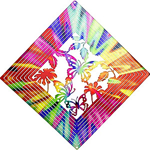 Dawhud Direct Rainbow Butterfly Kinetic Wind Spinners for Yard and Garden Wind Spinner Outdoor Metal Large Hanging Rainbow Decor Magic 3D Garden Art Wind Sculpture Spinners Kinetic Art Lawn Ornaments