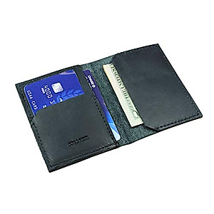 Hide & Drink, Leather Minimalist Bifold Wallet, Holds Up to 3 Cards Plus Folded Bills, Cash Organizer, Accessories, Handmade Includes 101 Year Warranty :: Charcoal Black