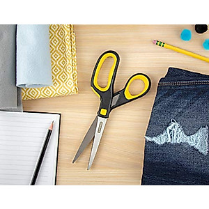 Stanley 8 Inch All-Purpose Ergonomic Scissor (SCI8EST-YLW), Yellow/Black