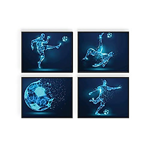 Soccer Wall Art Prints - Set of 4 (8x10) Unframed Soccer Posters - Soccer Room Decor For Men Kids Teenagers - Soccer Poster Set For Bedroom Man Cave - Soccer Wall Decor - Soccer Boys Bedroom Decor - X-Ray