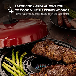 AsaTodo Indoor Smokeless Grill, Nonstick Stovetop Grill Pan and Plate for Inside Barbeques, Grills and Roasts, Easy to Clean Gas Stovetop Grill Plate and Pan, Perfect for Gas Stove Tops, Red