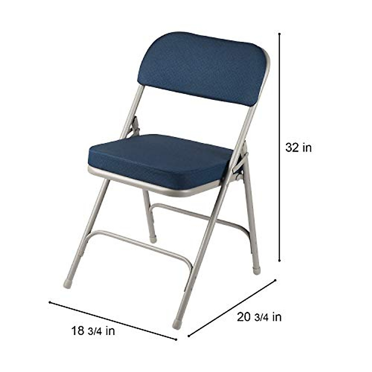 OEF Furnishings 2 Pack Fabric Upholstered 2" Cushion Folding Chair, Blue