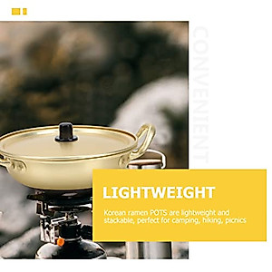 GANAZONO Food Containers Ramen Cooker Korean Noodle Pot Ramen Cooking Pot Hot Pot Cooker Ramen Noodle Pot with Lid Kitchen Cookware for Home 24cm Ramen Cooker Non Stick Frying Pan Set