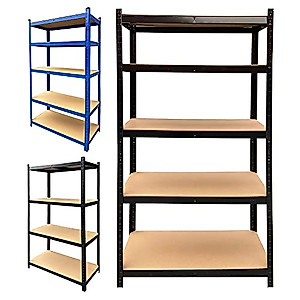 AUTOFU Shelves for Storage 28" W x 12" D x 59" H 5-Tier Metal Shelving Unit Adjustable Utility Rack Multipurpose Shelf for Garage, Basement, Pantry, Warehouse, Shed(Black)