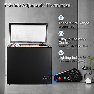 7.0 Cubic Feet Chest Freezer, Deep Freezer with Removable Basket, 7 Adjustable Thermostat, Easy Defrost Drain, Compact Small Freezers Free Standing Top Open Door for Homes