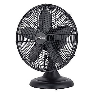 Good Housekeeping All-Metal 12” Retro Table Fan in Matte Black